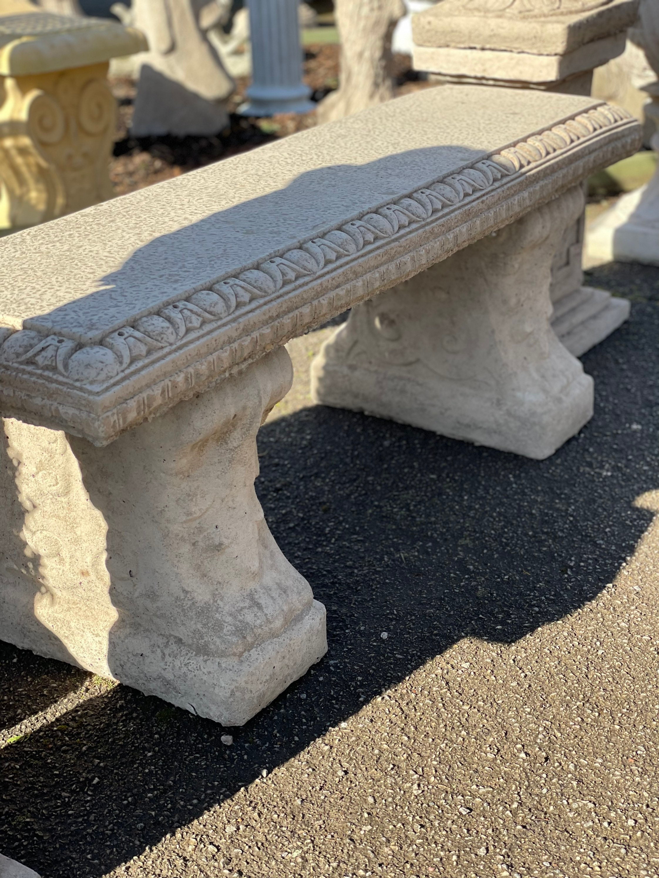 Cast Stone Bench With Plinths and Pots - Etsy UK