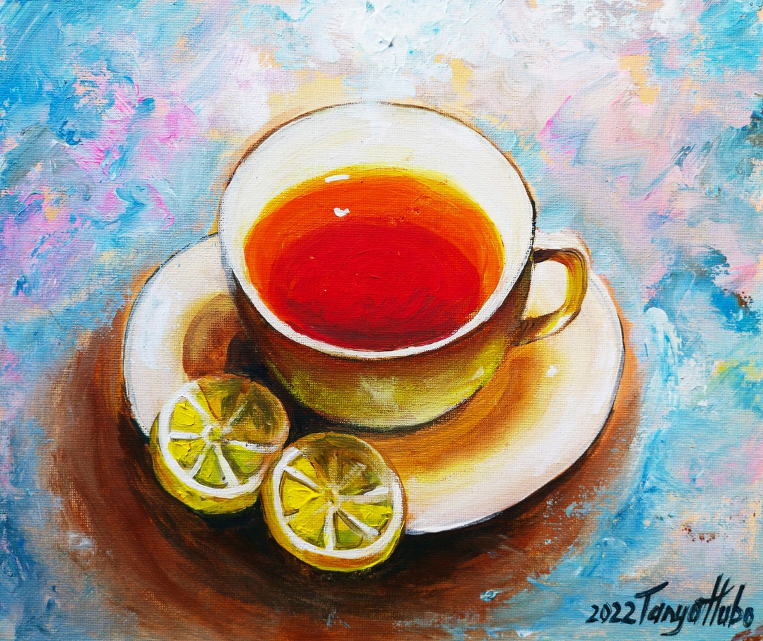 Cup of Tea Painting Original Painting Tea Time Artwork Still Life Wall ...