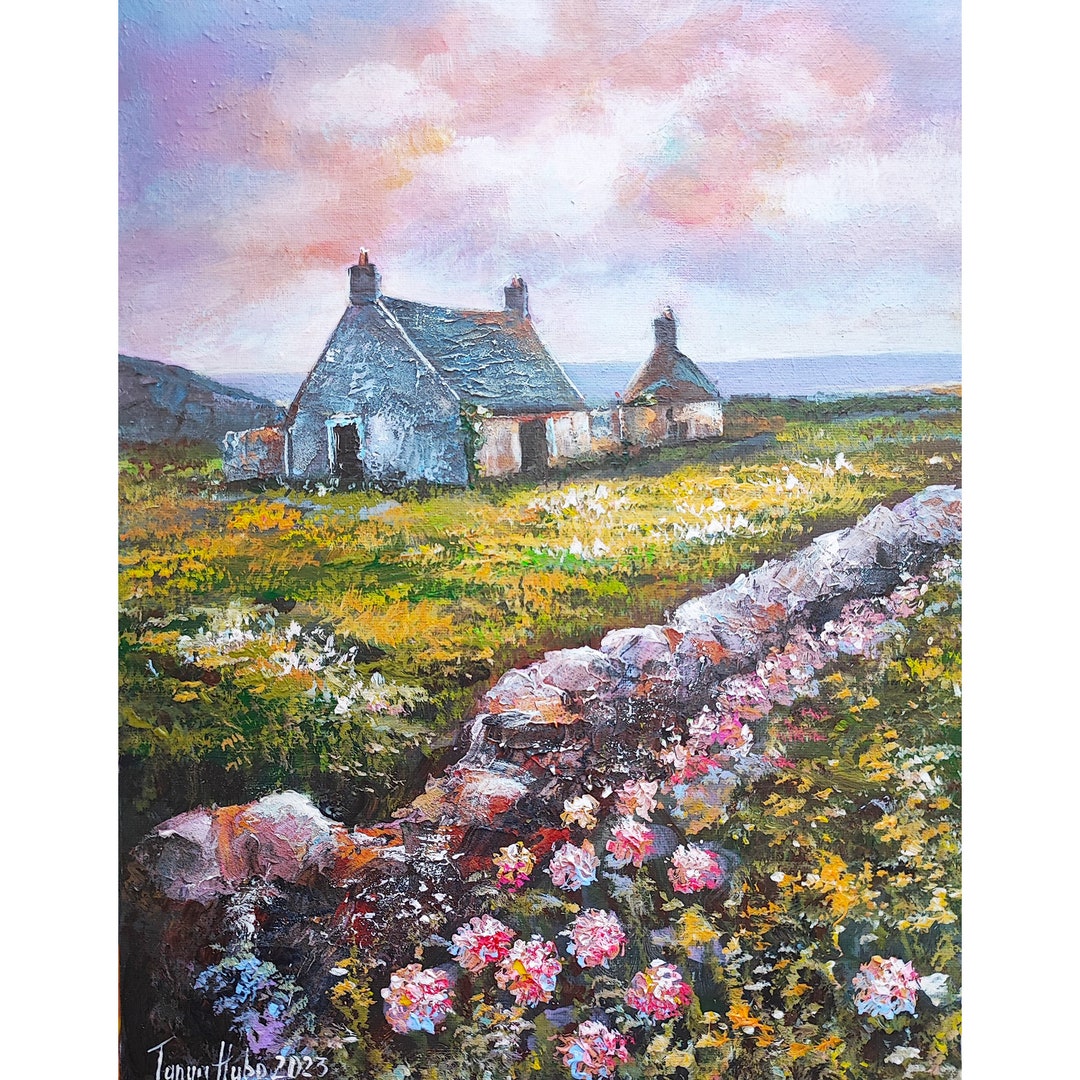 Irish Landscape Painting: Original Impasto Rural Artwork (12x16) by ...