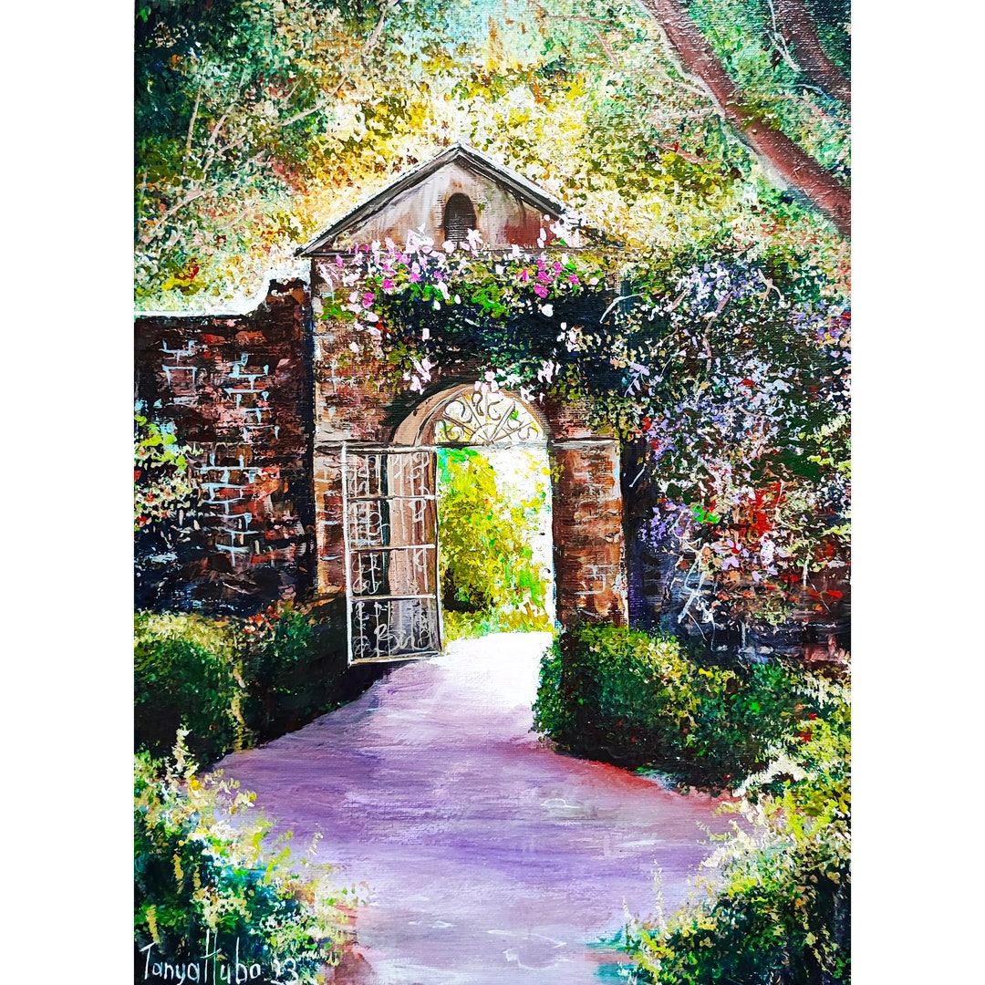 Secret Garden Painting Original Artwork Landscape Wall Art Garden ...