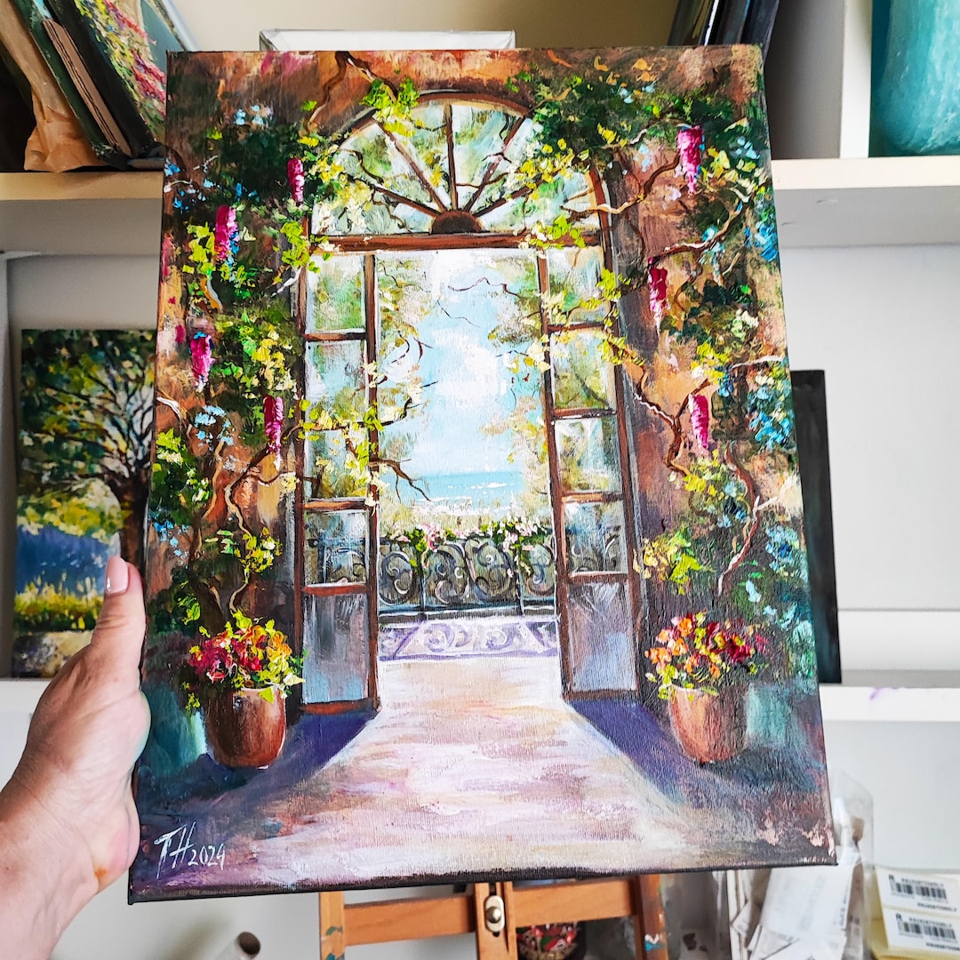 Secret Garden Painting Original Art Landscape Wall Art Flowers Painting ...