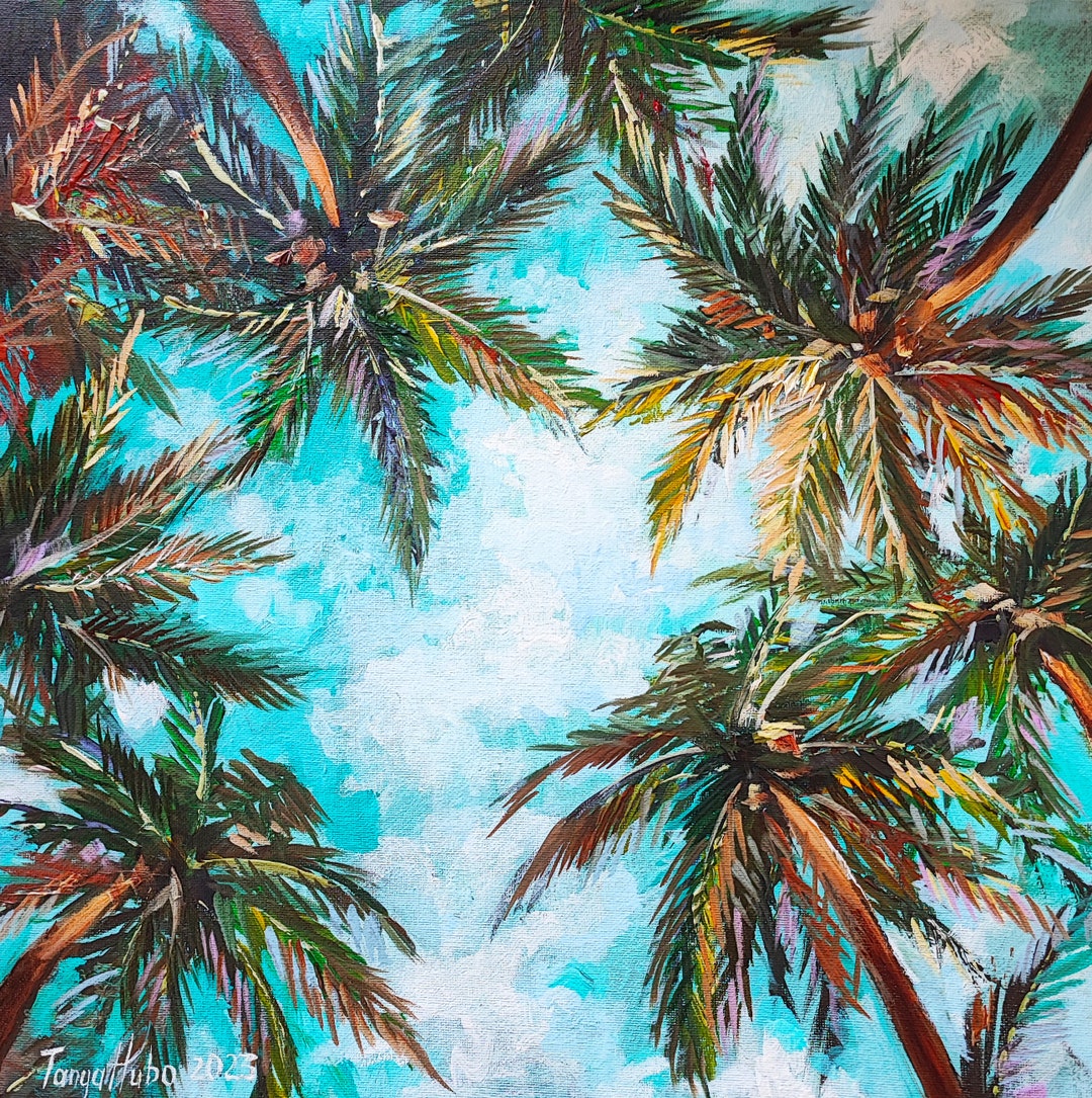 Palm Tree Paintings Original Artwork Hawaii Painting Tropical Artwork ...