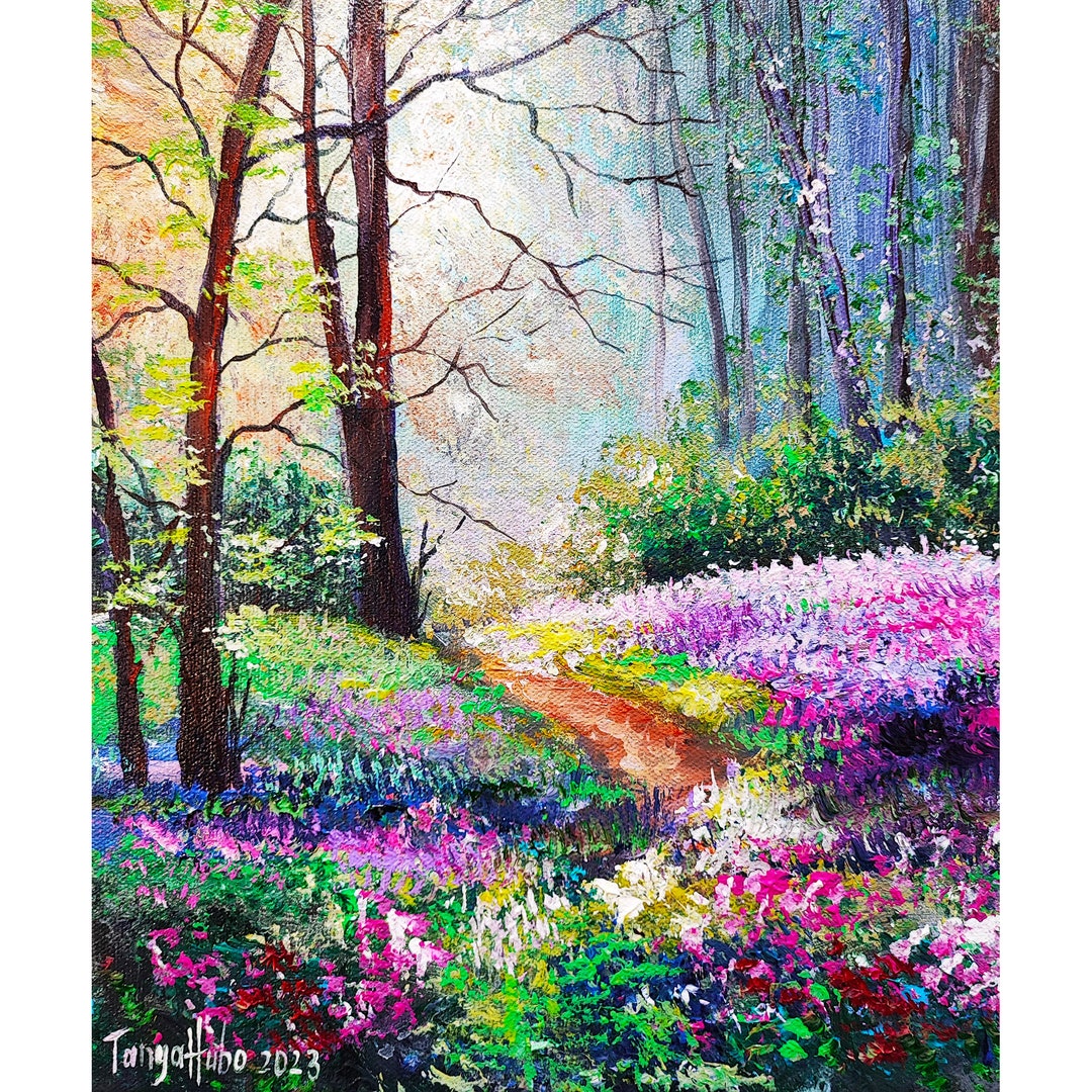 Spring Forest Painting Original Art Meadow Wall Art Landscape Painting ...