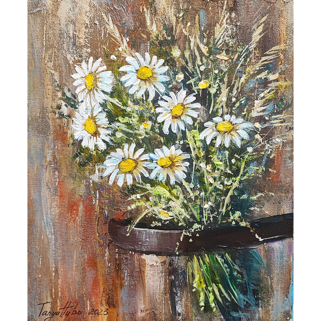 Daisy Painting Original Oil Artwork Wildflowers Painting Flowers ...