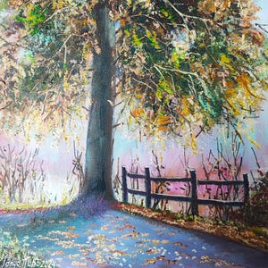 Fall Tree Paintingoriginal Art Autumn Landscape Painting Fall Wall Tree ...