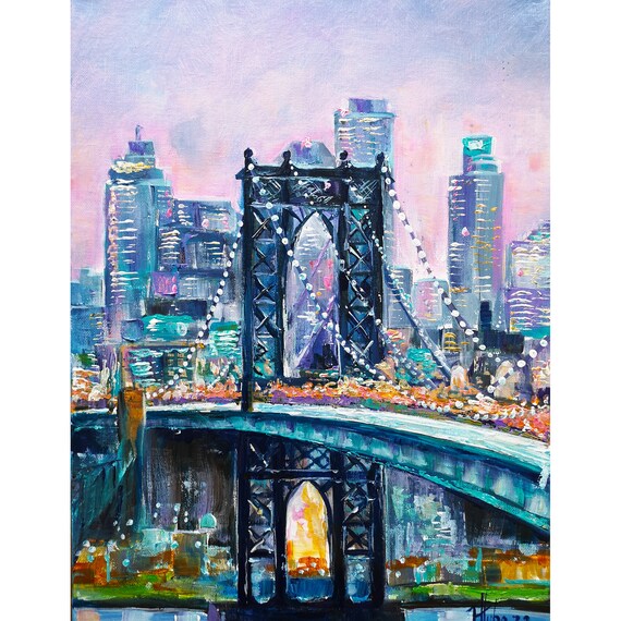 Manhattan Bridge Painting Original Art New York City Artwork - Etsy