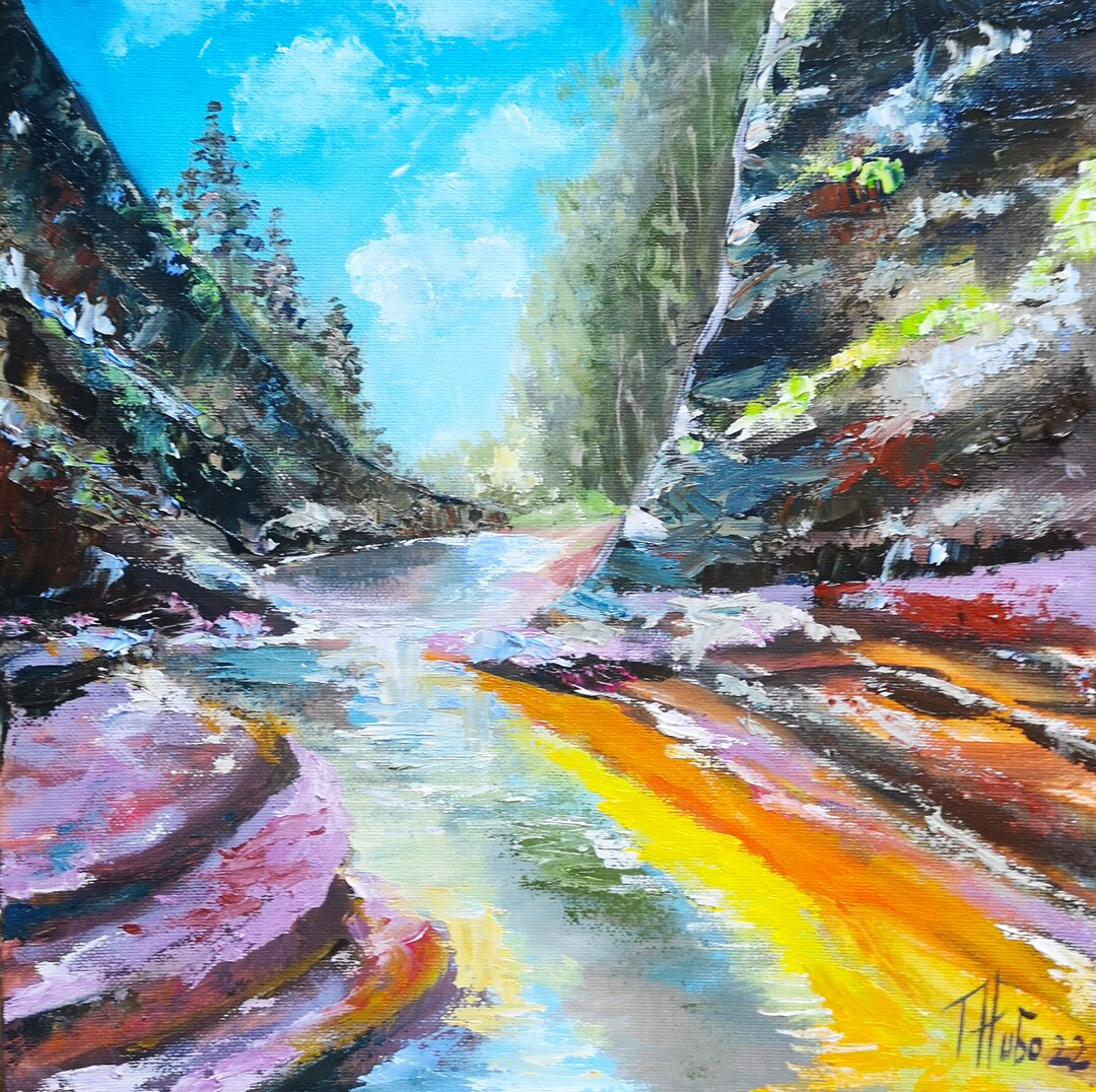 Red Rock Canyon Painting Original Oil Art Canada Landscape Artwork ...