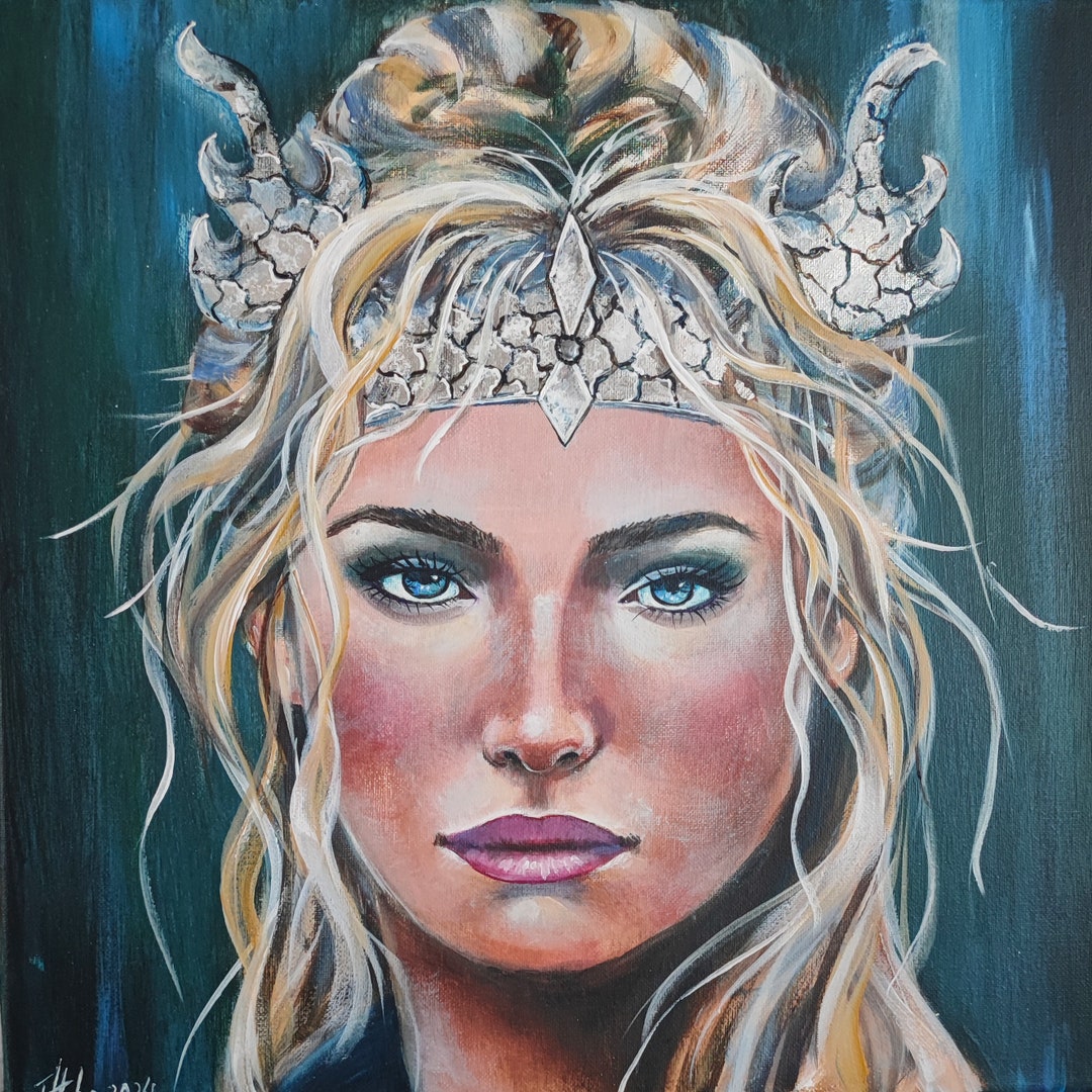 Female Portrait Original Painting Freya Portrait Painting Woman Artwork ...