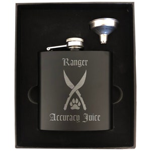 D&D Roleplaying Engraved Steel Flask Ranger Accuracy Juice Nerdy Gift ...