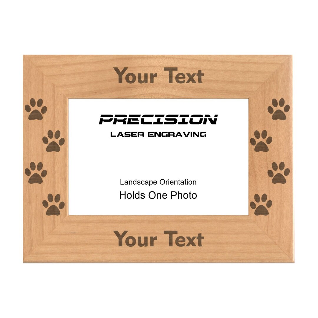 Personalized Pet Paw Print Engraved Wood Picture Frame 4x6 5x7 Dog Cat ...