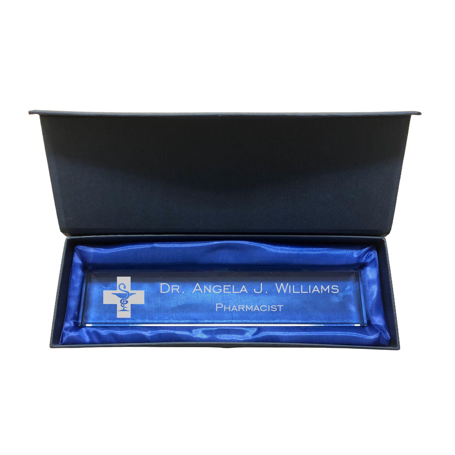 Personalized Pharmacist Rx Name Plate for Desk Engraved Jade Glass With ...