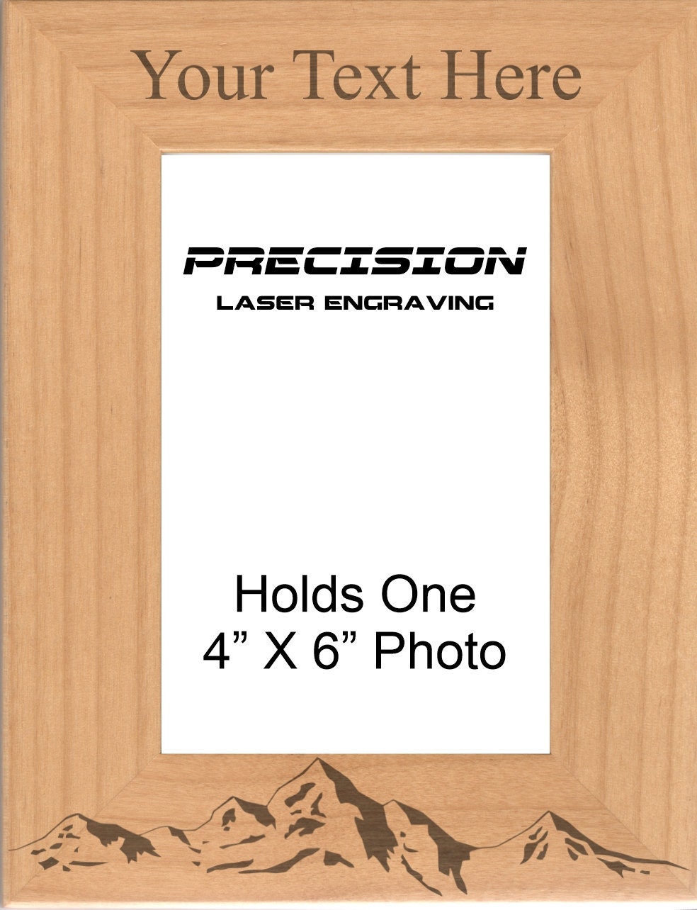 Personalized Mountain Range Engraved Wood Picture Frame - Custom Text ...