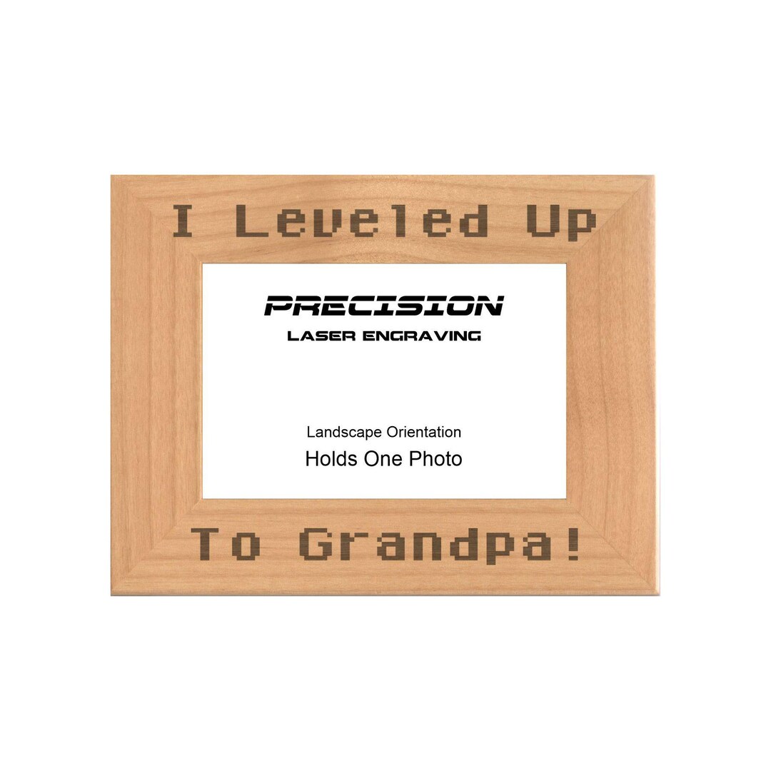 Gamer Picture Frames, I Leveled up to Grandpa Engraved Natural Wood ...