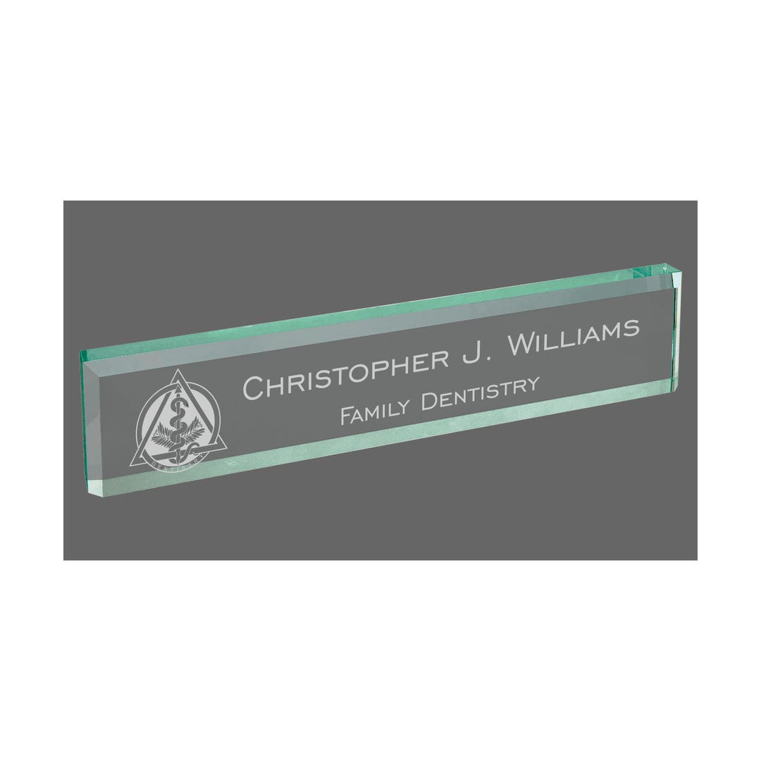 Personalized Dentistry Name Plate for Desk Engraved Jade Glass With ...