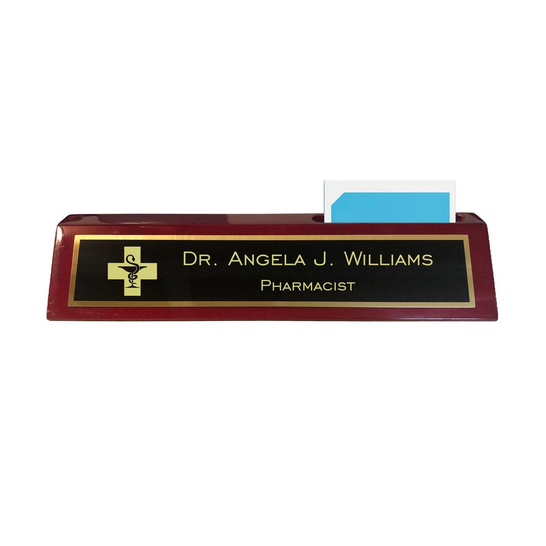 Personalized Pharmacist Name Plate for Desk Rosewood Finish With ...