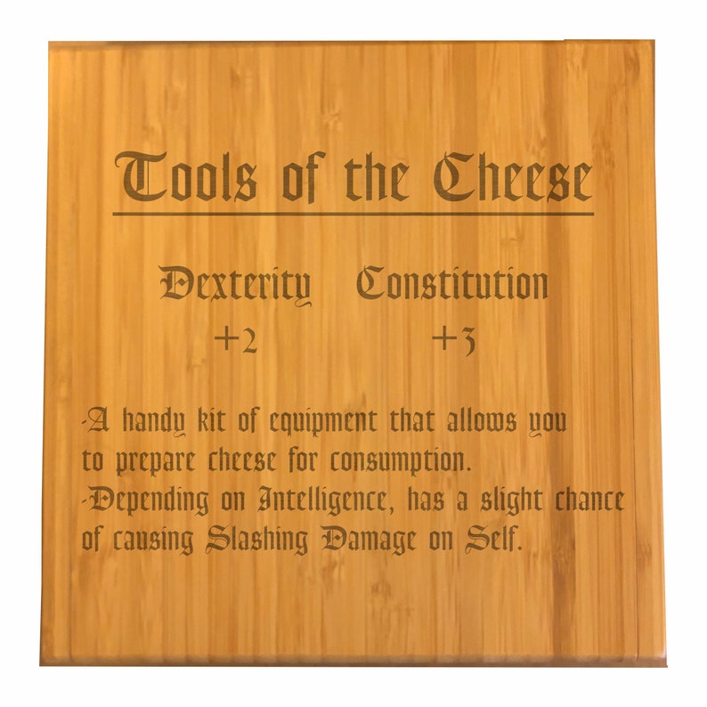 D&D Roleplaying Gifts Tools of the Cheese Funny Item Description ...