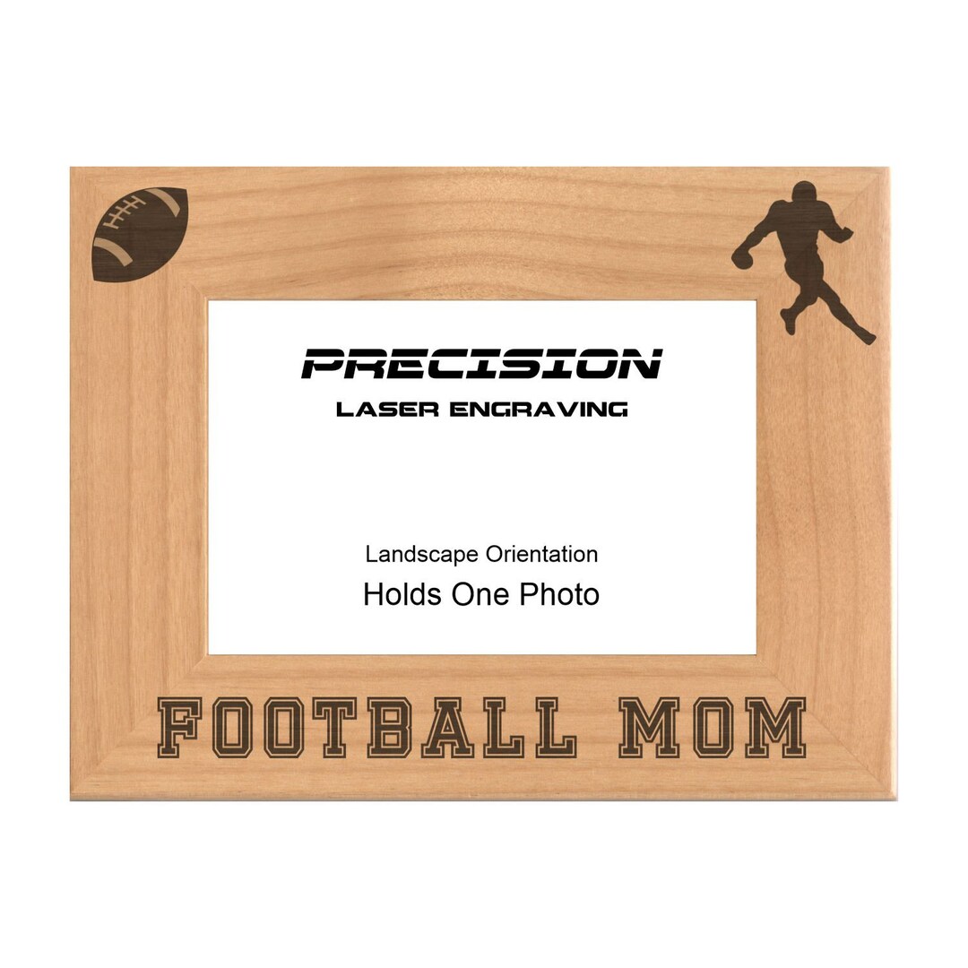 Sports Picture Frames, Football Mom Engraved Natural Wood Photo Frame ...