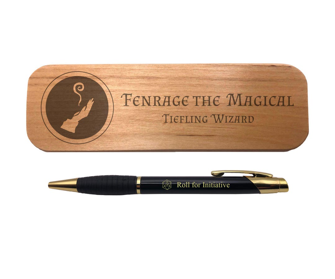 Personalized Dnd Pen, Engraved Coated Brass Pen With Case, Wizard Class ...