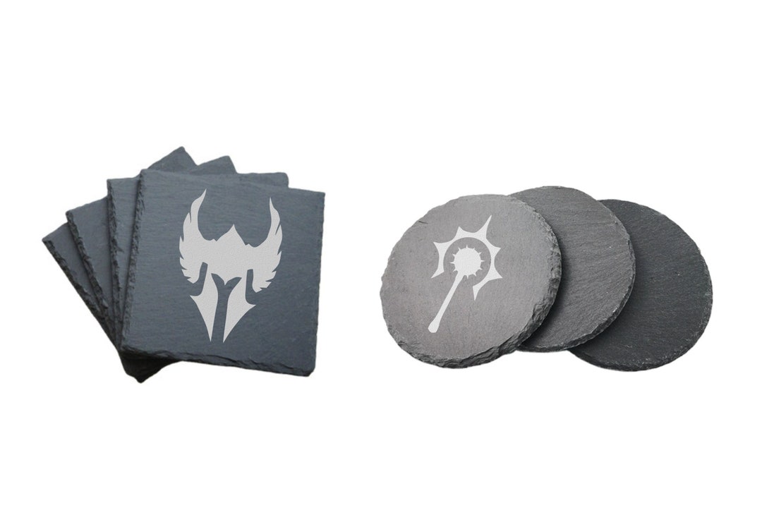 DND Coasters, Character Class Symbols Engraved Slate Coasters, Dungeons ...