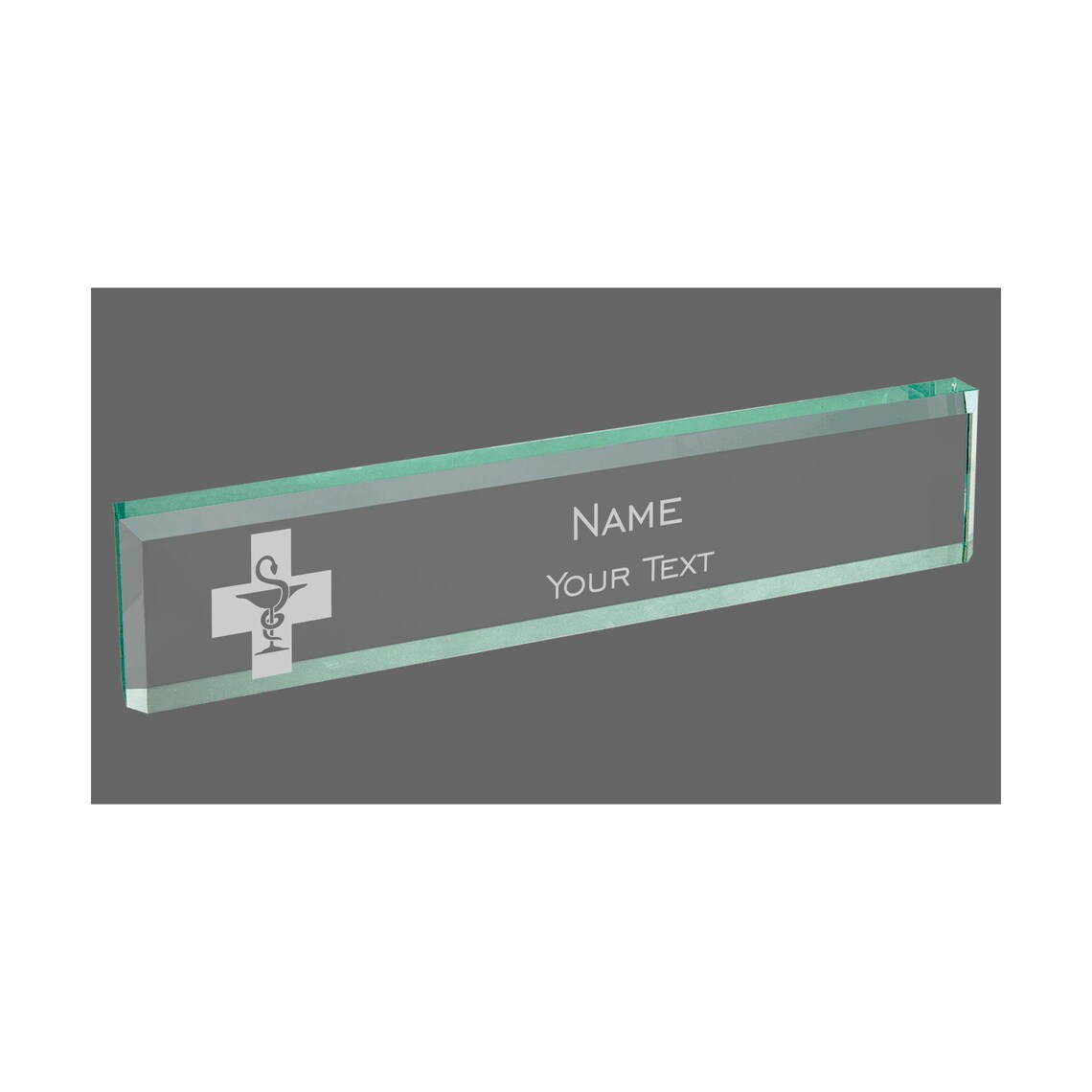 Personalized Pharmacist Rx Name Plate for Desk Engraved Jade Glass With ...