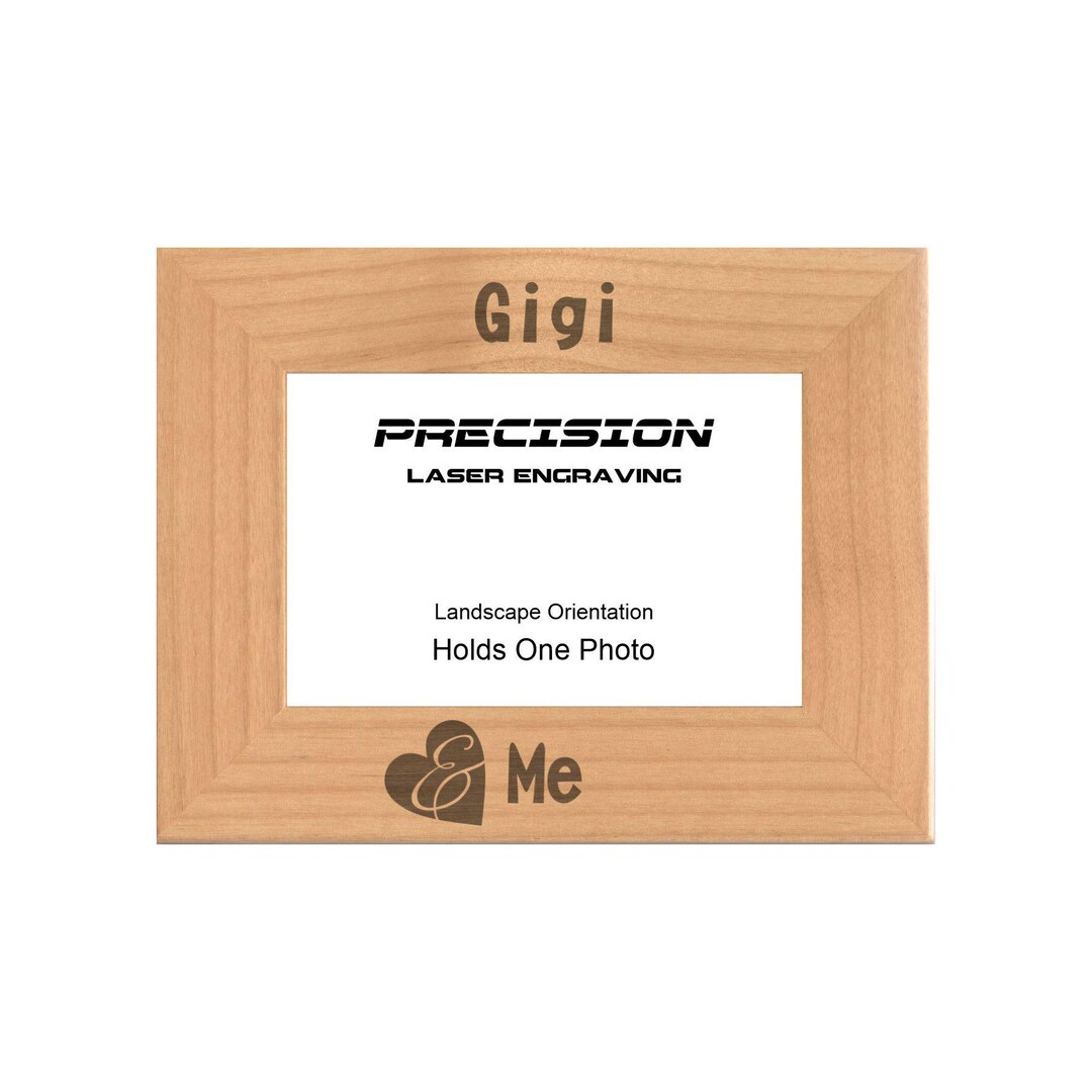 Gigi Picture Frame, Gigi and Me Heart Engraved Natural Wood Photo Frame ...