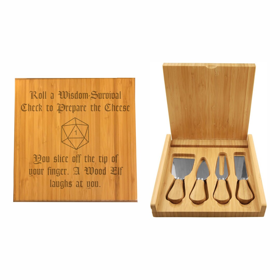 D&D Roleplaying Gifts Funny Wisdom Check Crit Fail Engraved Cheese Set ...