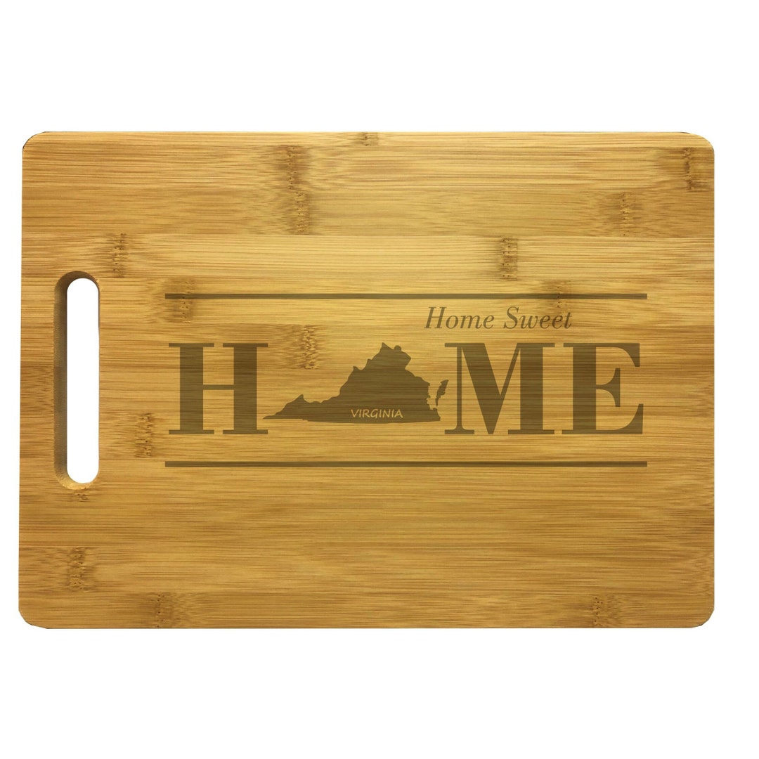 Virginia Cutting Board, Home Sweet Home Engraved Natural Wood Cutting ...