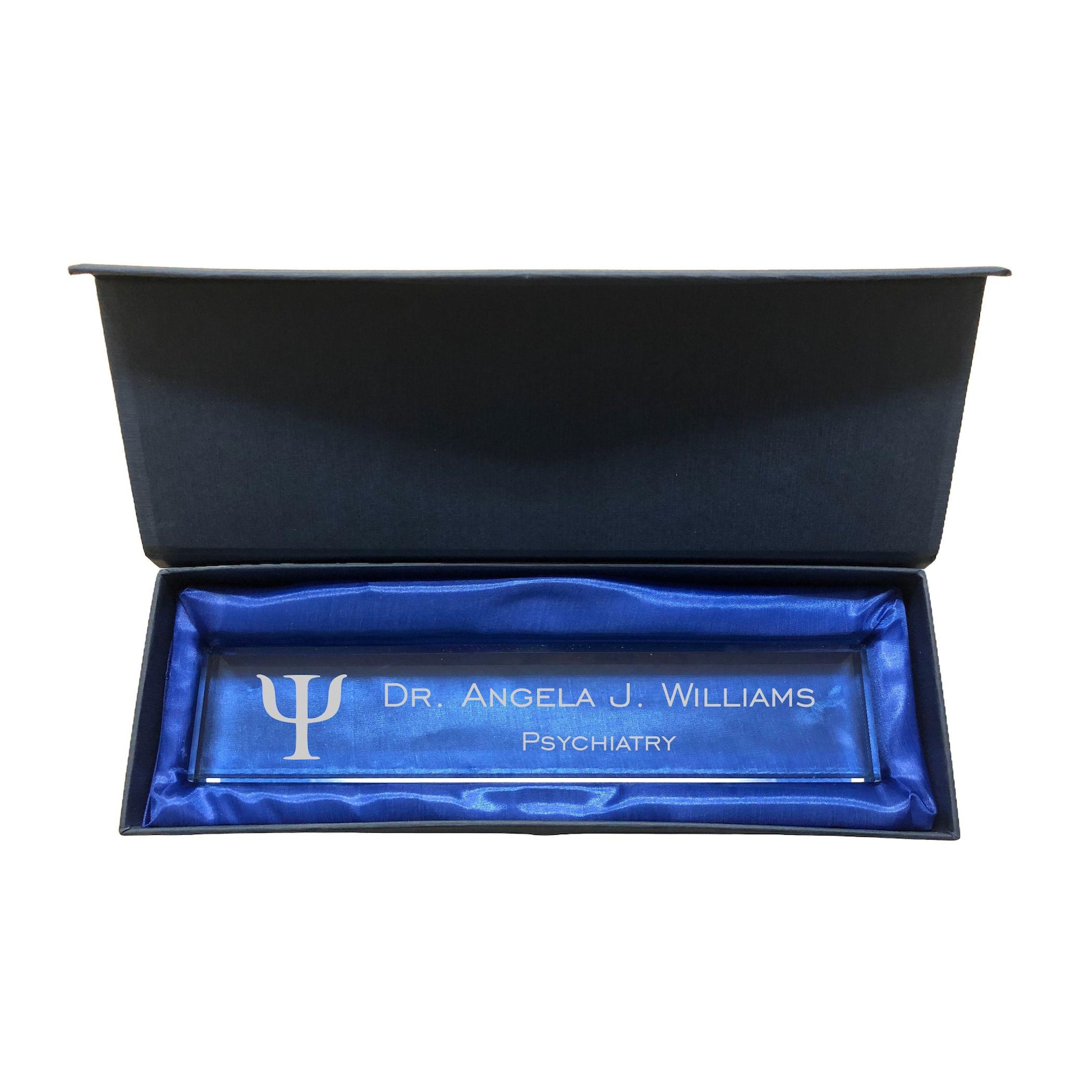 Personalized Psychiatry Name Plate for Desk Engraved Jade Glass With ...