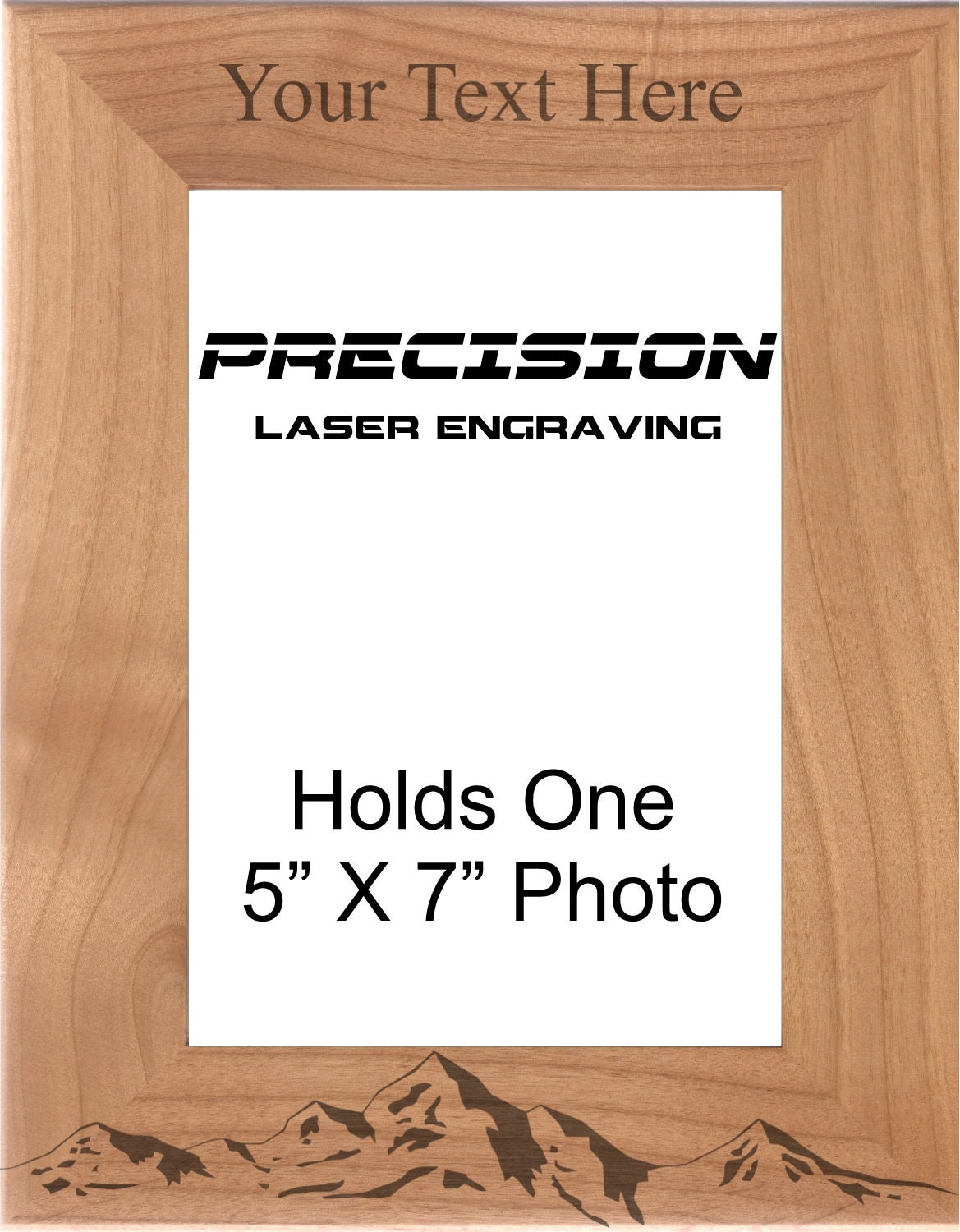 Personalized Mountain Range Engraved Wood Picture Frame - Custom Text ...