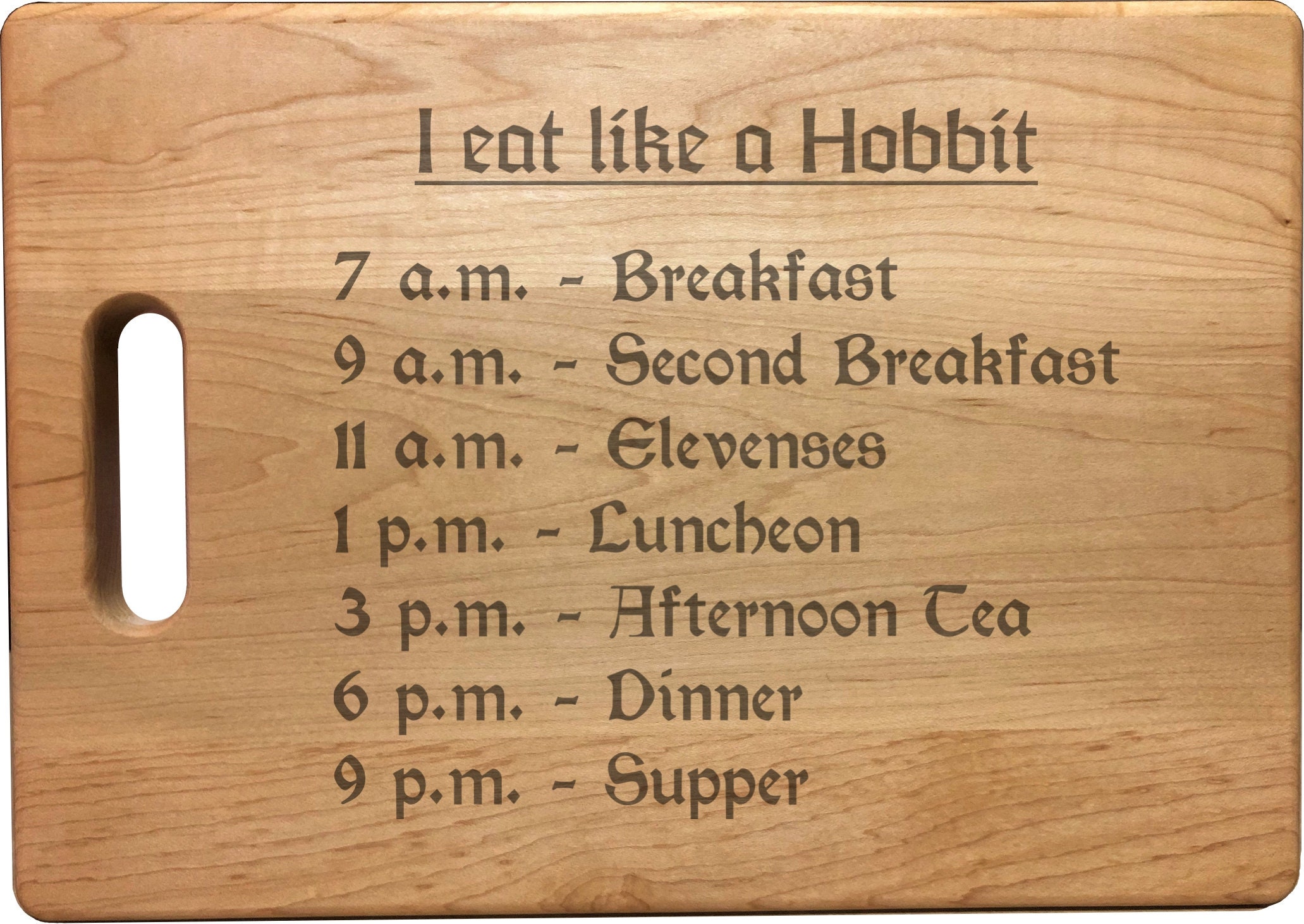 Nerdy Gift Eat Like a Hobbit Meal Times Engraved Cutting Board | Etsy