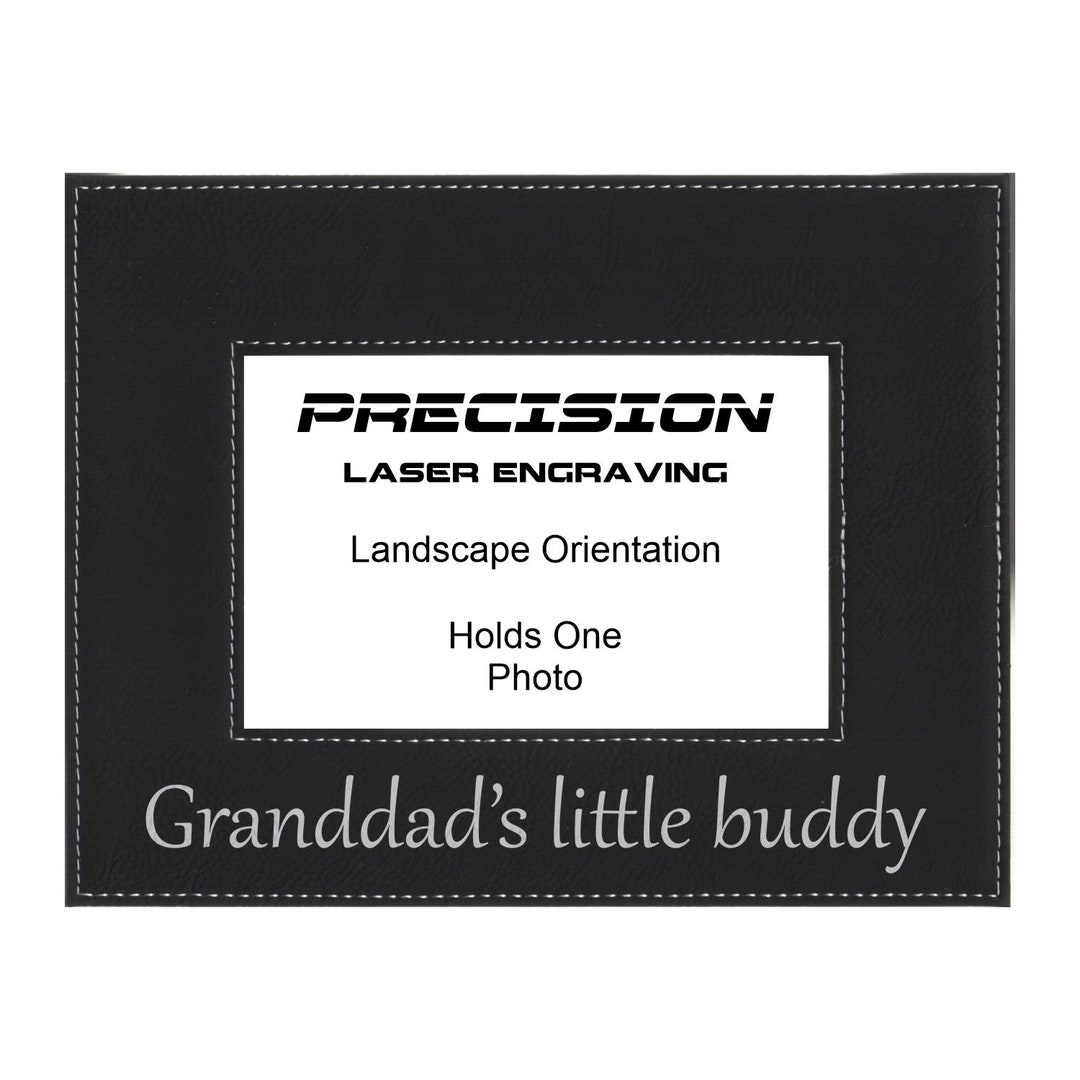 Granddad Picture Frame, Granddad's Little Buddy Engraved Faux Leather ...
