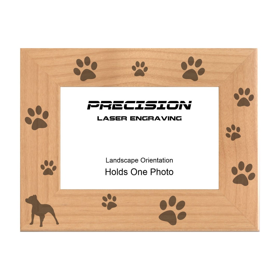 Pet Frames Pitbull Paw Prints Engraved Wood Picture Frame 4x6 5x7 8x10 ...