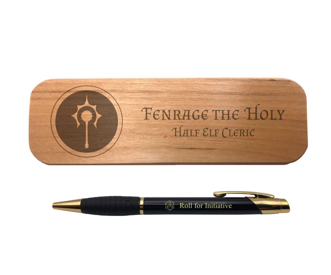 Personalized Dnd Pen, Engraved Coated Brass Pen With Case, Cleric Class ...