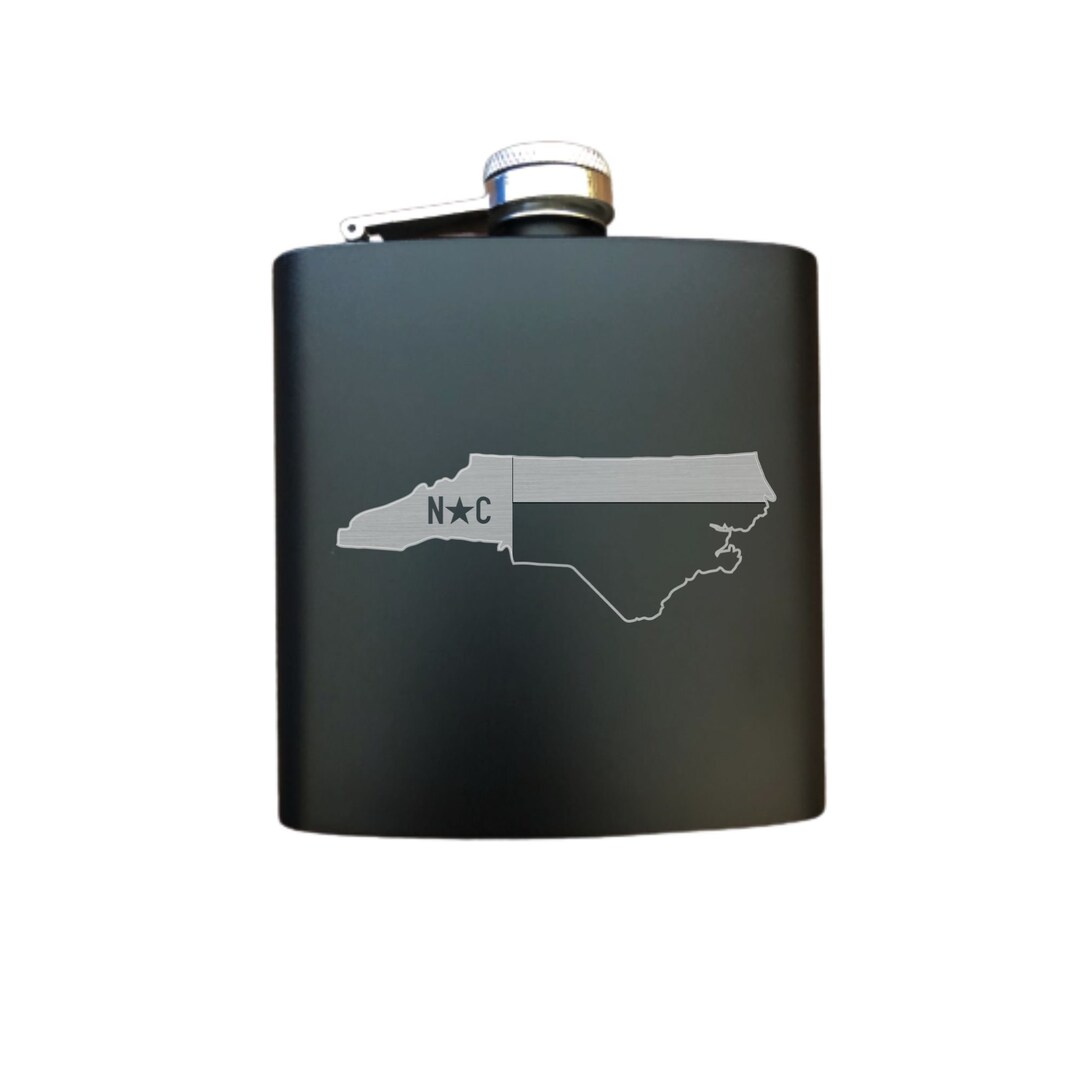 North Carolina Engraved Flask 6oz Steel Drinking Flask Gift for Him or ...