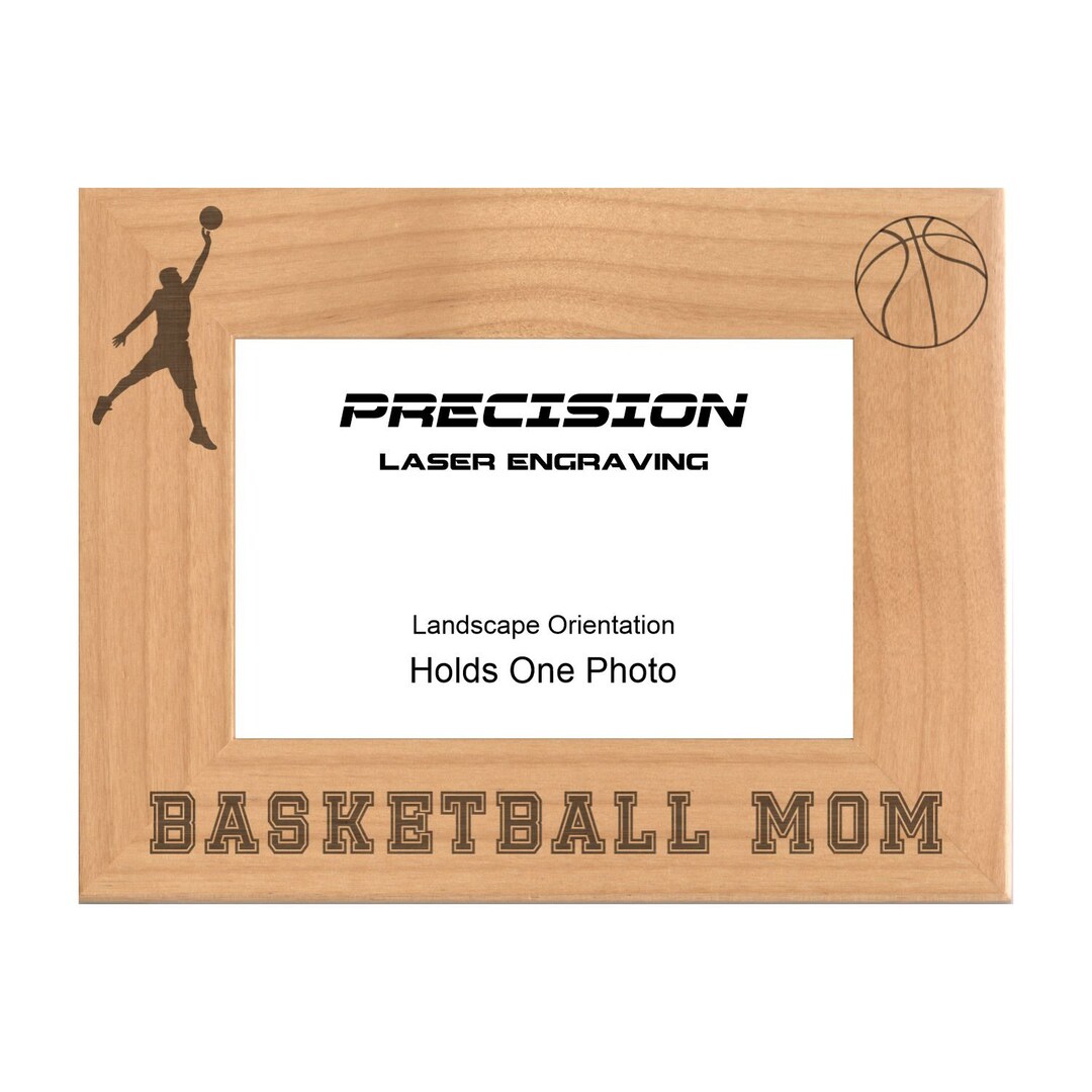 Basketball Mom Engraved Natural Wood Picture Frame, 4x6 5x7 8x10 Sports ...