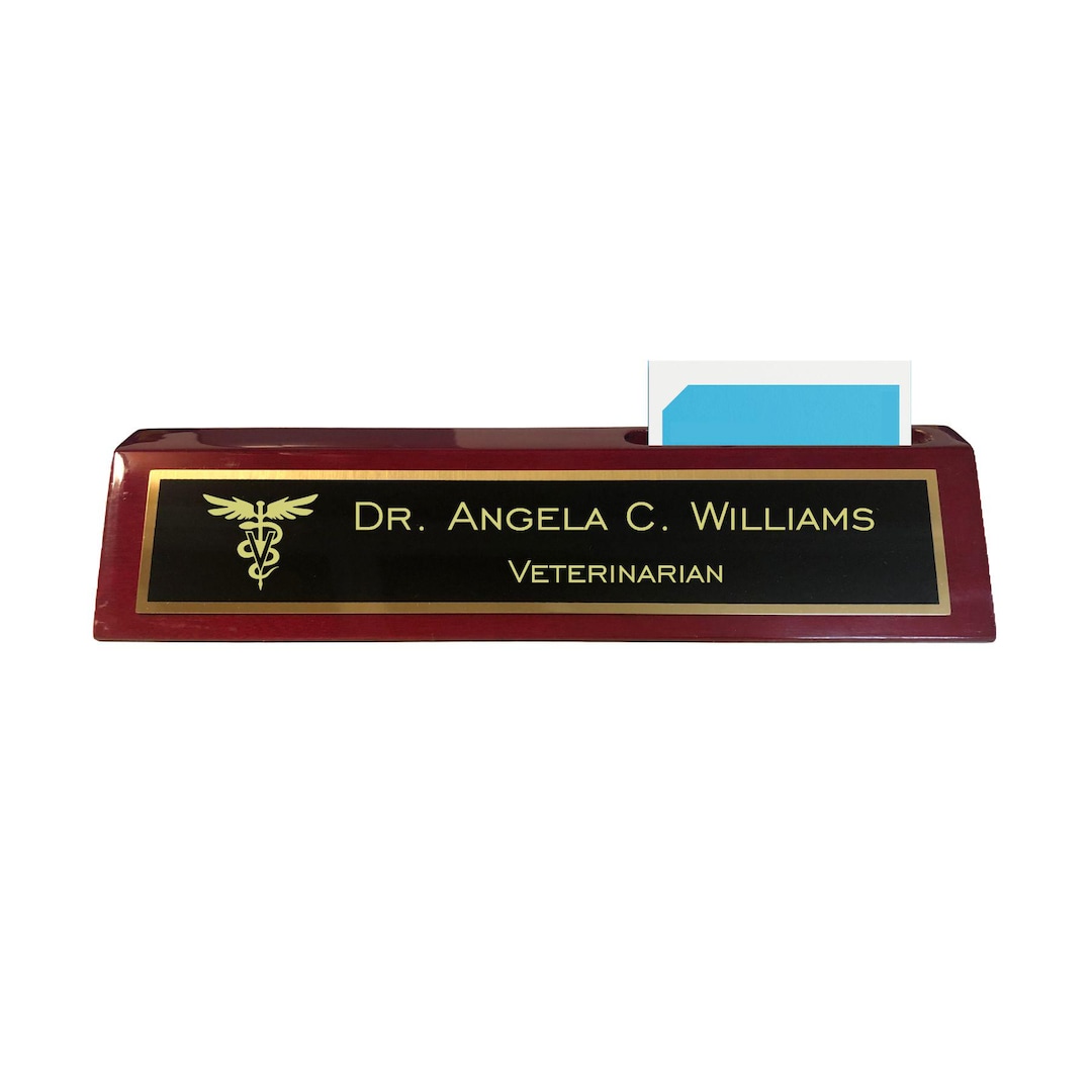Personalized Veterinarian Name Plate for Desk Rosewood Finish With Vet ...