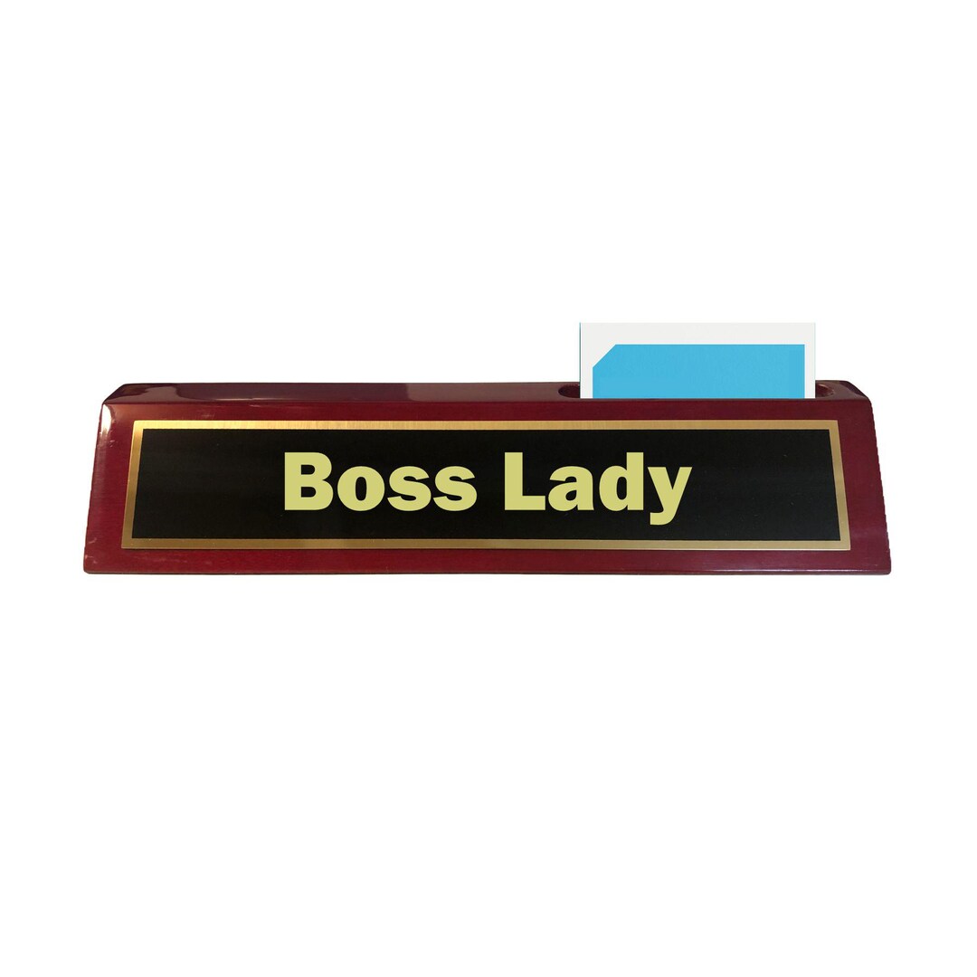 Funny Desk Wedge Novelty Name Plate Rosewood Finish Boss Lady Business ...