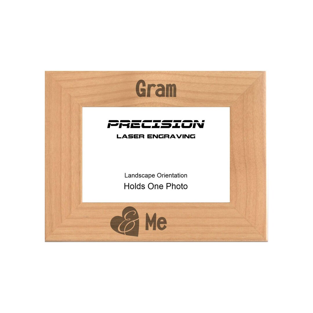 Gram Picture Frame, Gram and Me Heart Engraved Natural Wood Photo Frame ...