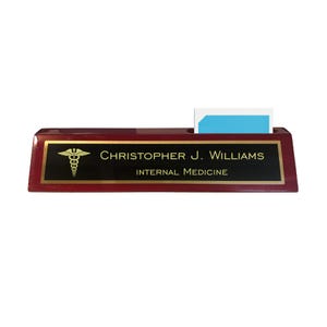 Personalized Medical Field Name Plate for Desk Rosewood Finish With ...