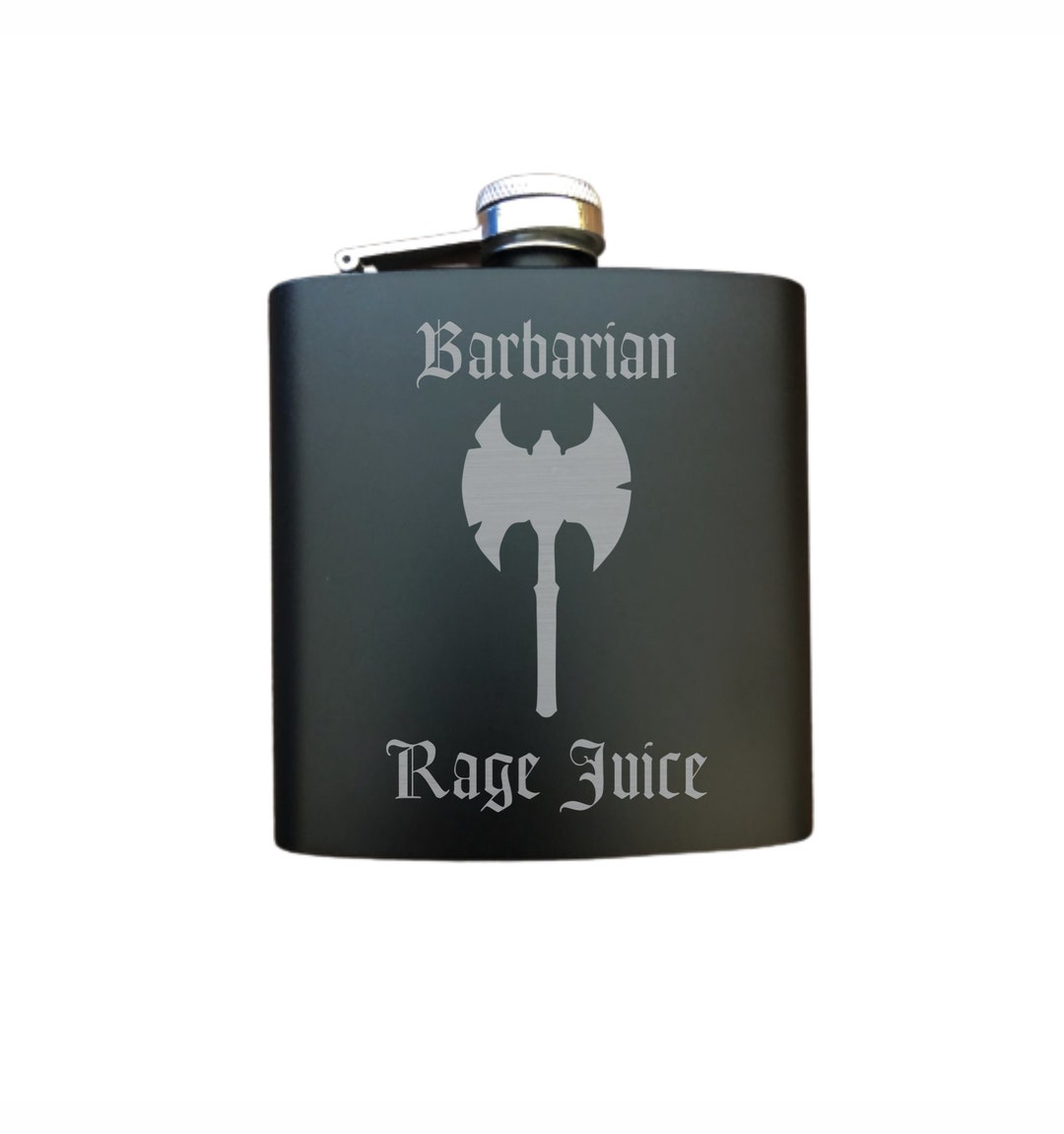 DND Gift Flask, Barbarian Rage Juice Engraved 6oz Steel Drinking Flask ...