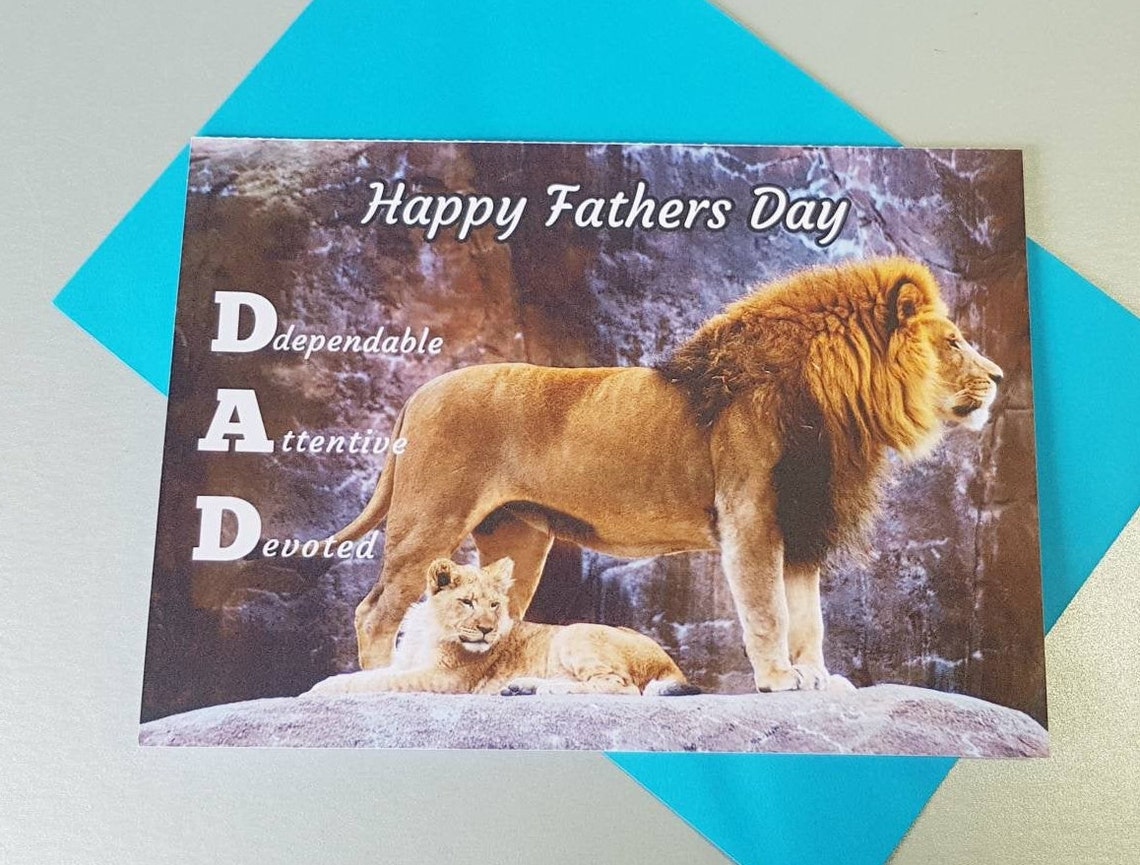 Fathers Day Card/male Lion and Cub Fathers Day Card/ for Dad - Etsy UK