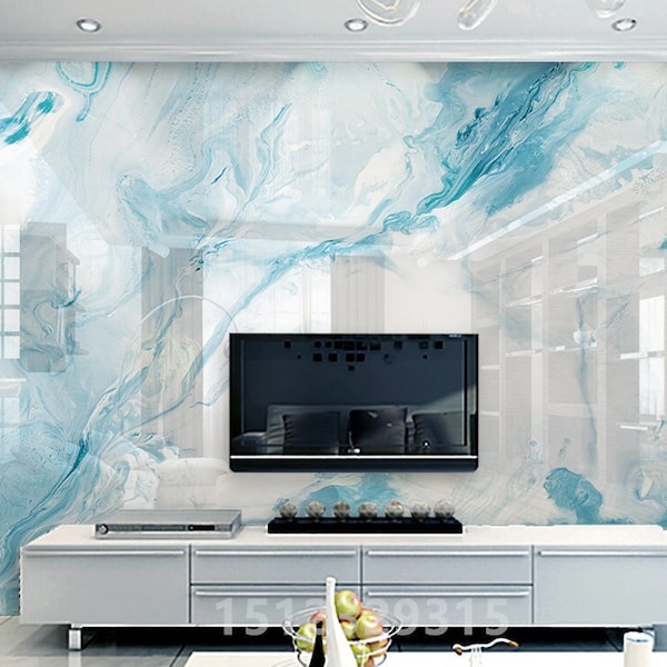 Light Blue Marble Wall Decal - Etsy