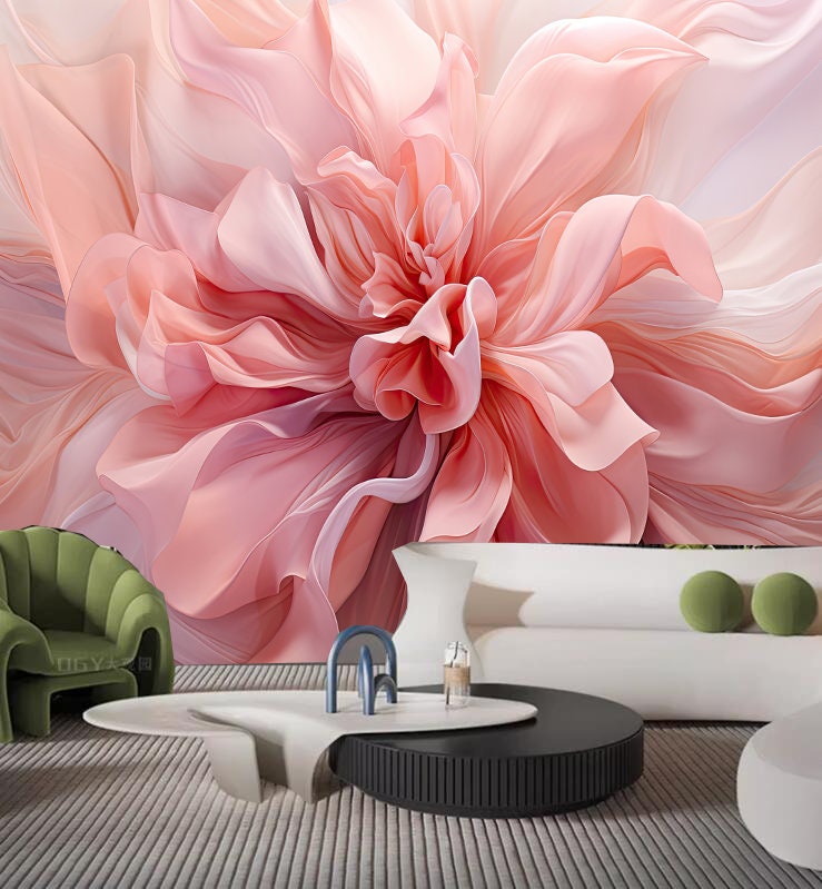 Pink Flower Floral Art Work Wallpaper Wall Mural Wall Decor - Etsy