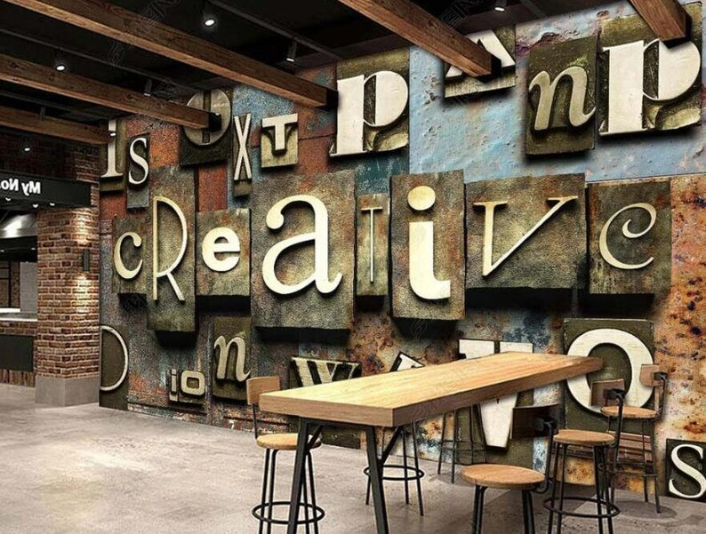 Original Metal English Letters Nostalgic Retro Restaurant and Bar Wall ...