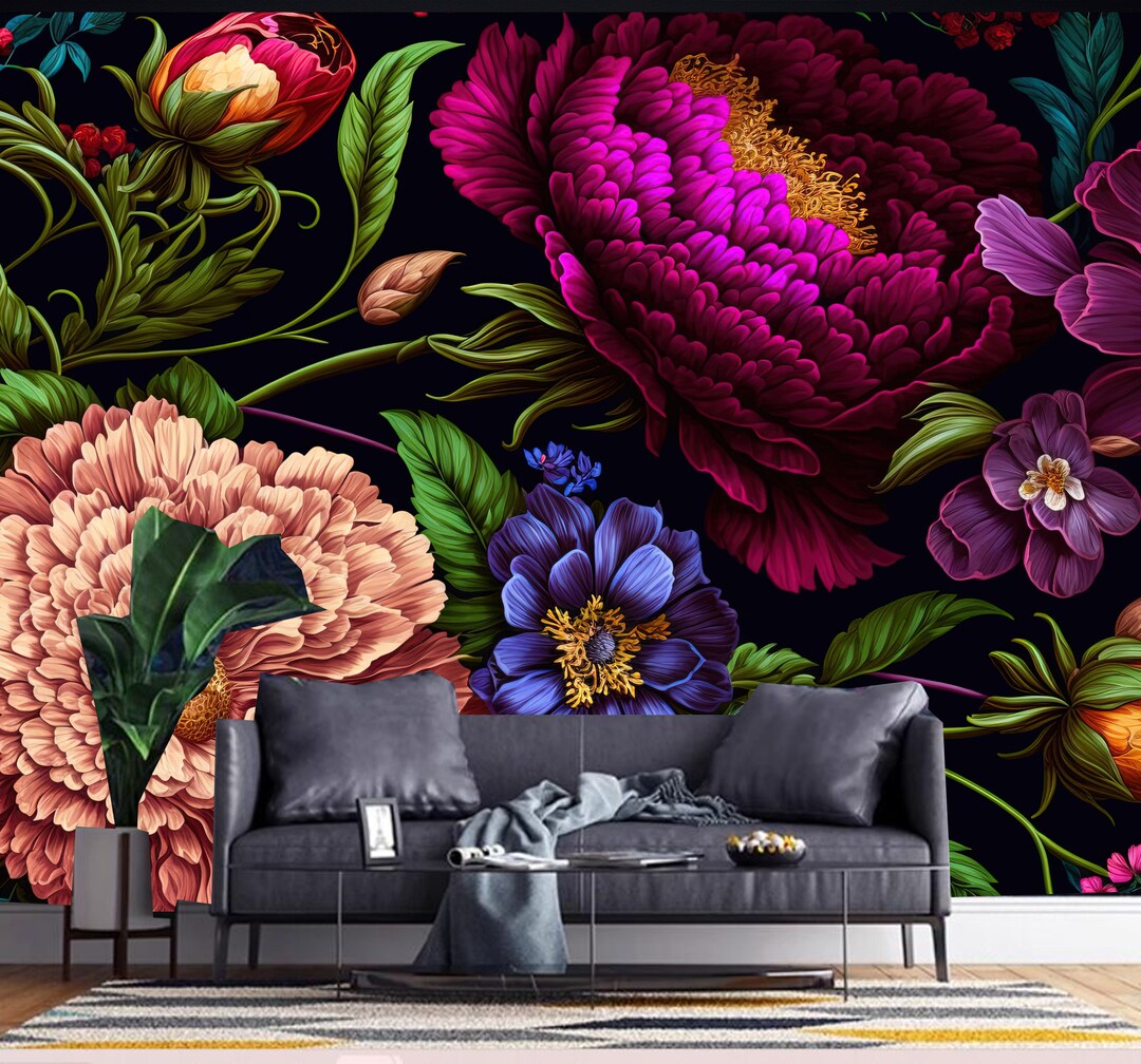 Dark Background Flowers Wallpaper,dark Colorful Flowers Wallpaper ...