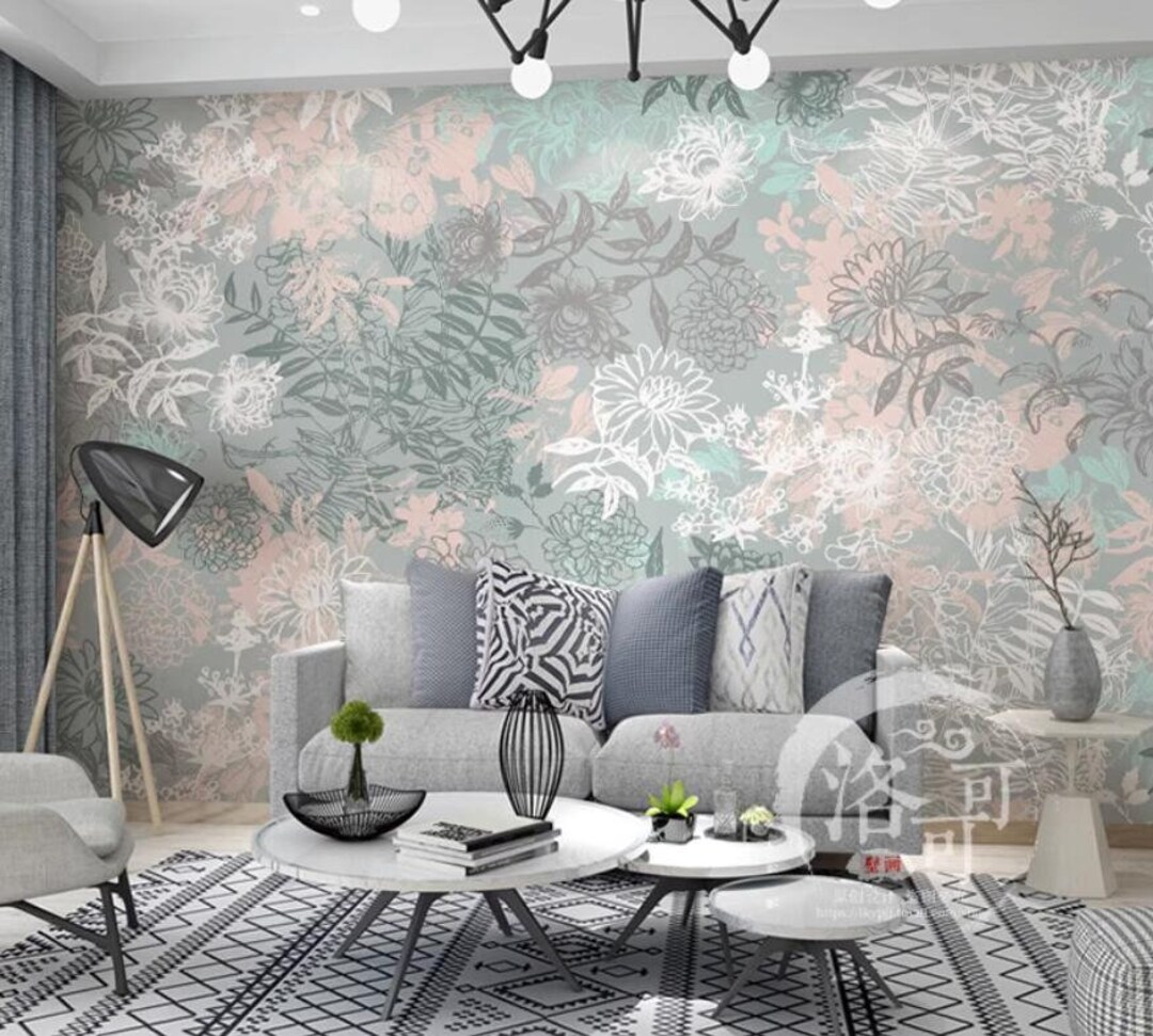 American Pastoral Floral Patterns Wallpaper, Abstract Flowers Rustic ...