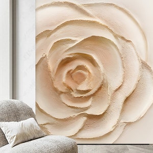 Abstract Textured Rose Flower Painting, Rose Flower Wall Art, Rose ...