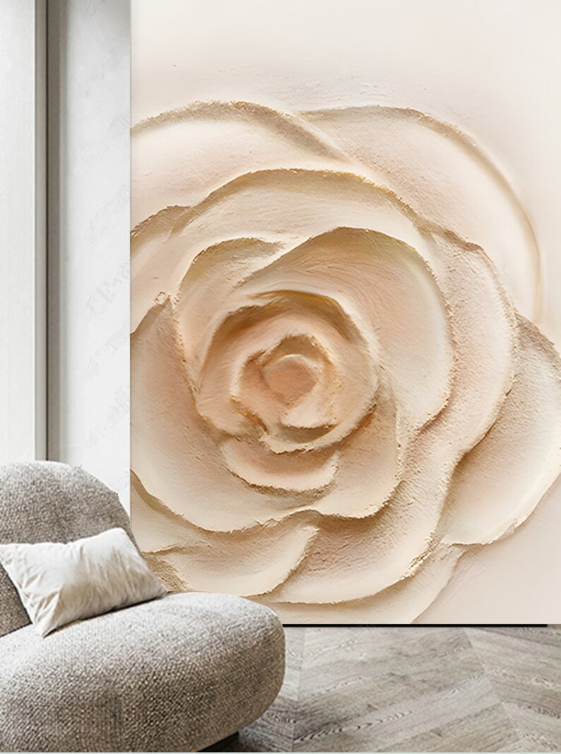 Abstract Textured Rose Flower Painting, Rose Flower Wall Art, Rose ...