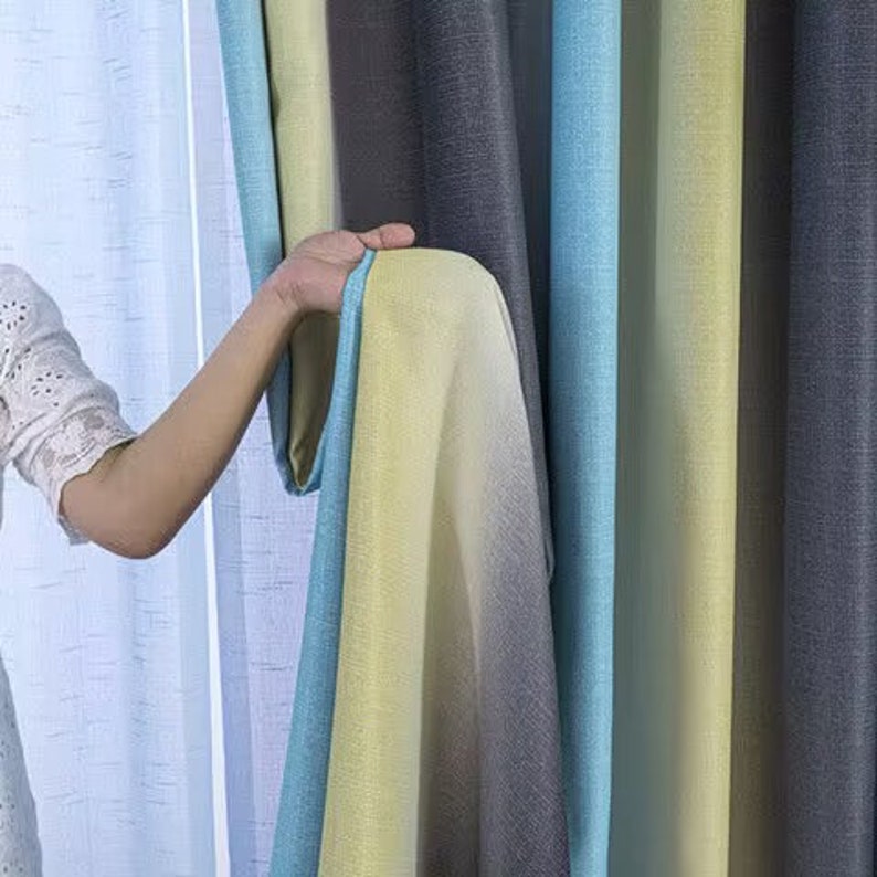 One Panel Ombre Curtains Blue Gray Beige Multi Colors Gradual - Etsy