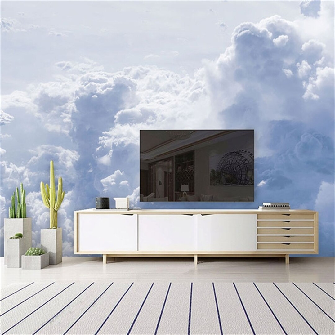 Nordic Blue Sky White Cloud Wall Mural Wallpaper for Living Room TV Background Decor - Etsy